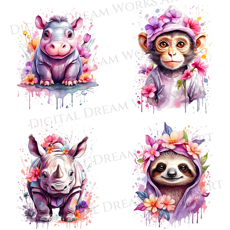 African Animals Clipart Bundle, Printable Safari Clipart, Watercolor ...