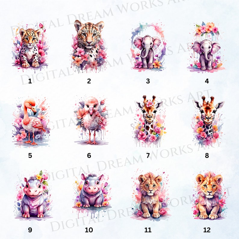 African Animals Clipart Bundle, Printable Safari Clipart, Watercolor ...