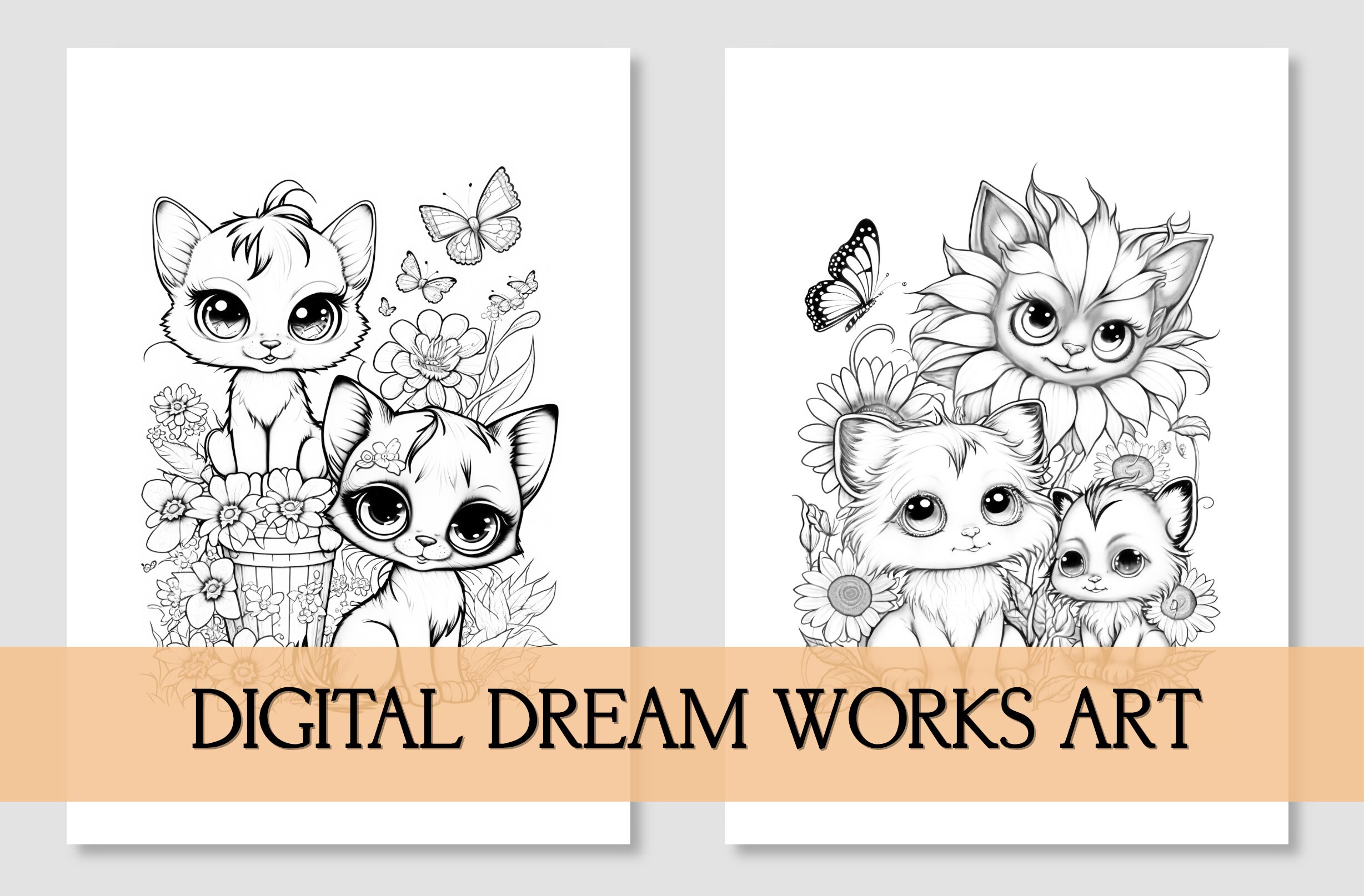 Cat Coloring Pages: Creative Therapy for Adults 20 Unique Cat Coloring ...