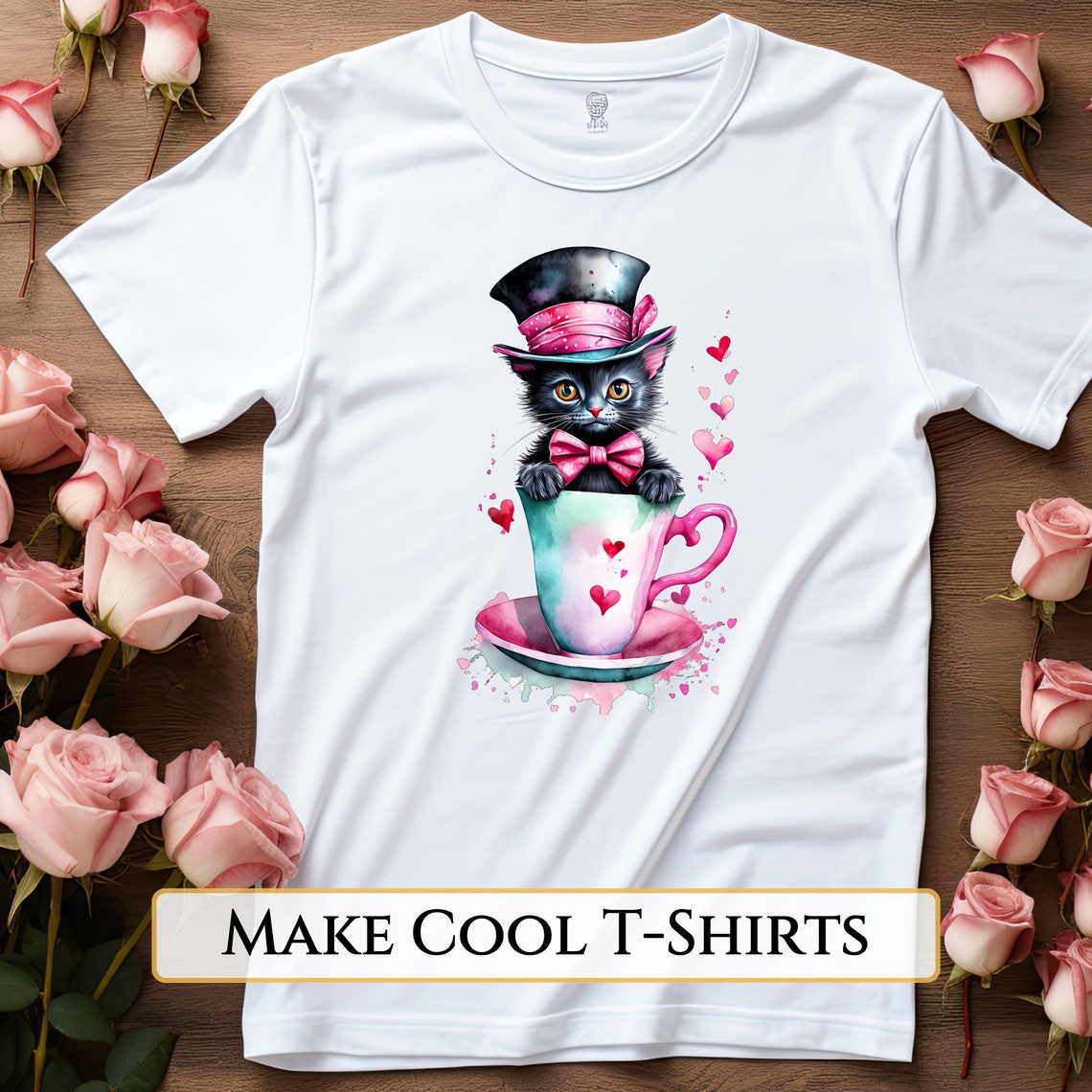 Valentine Teacup Kitten Clipart Bundle, Sublimation Valentines Day ...