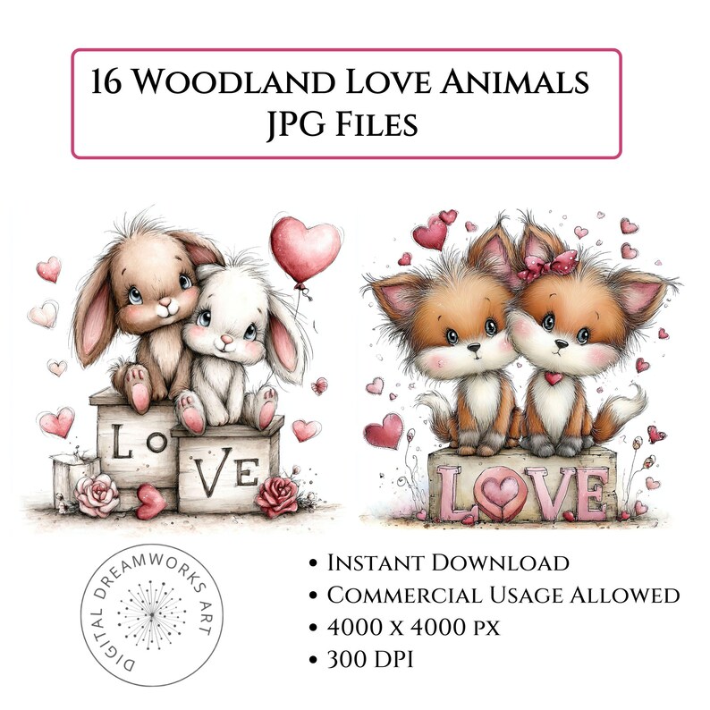 16 Woodland Love Animals Clipart Bundle JPG, Cute Forest Nursery ...