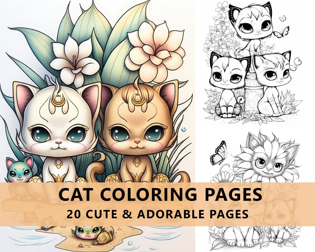 Cat Coloring Pages: Creative Therapy for Adults 20 Unique Cat Coloring ...