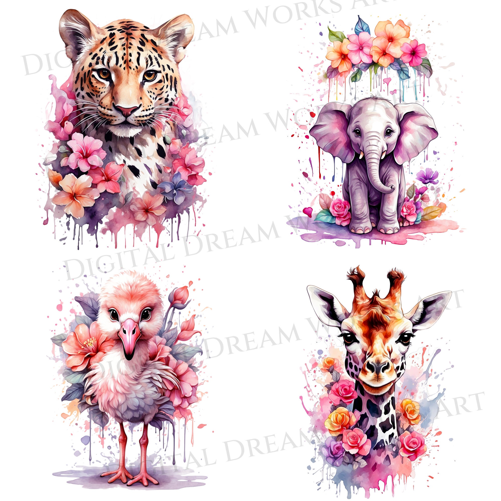 African Animals Clipart Bundle, Printable Safari Clipart, Watercolor ...