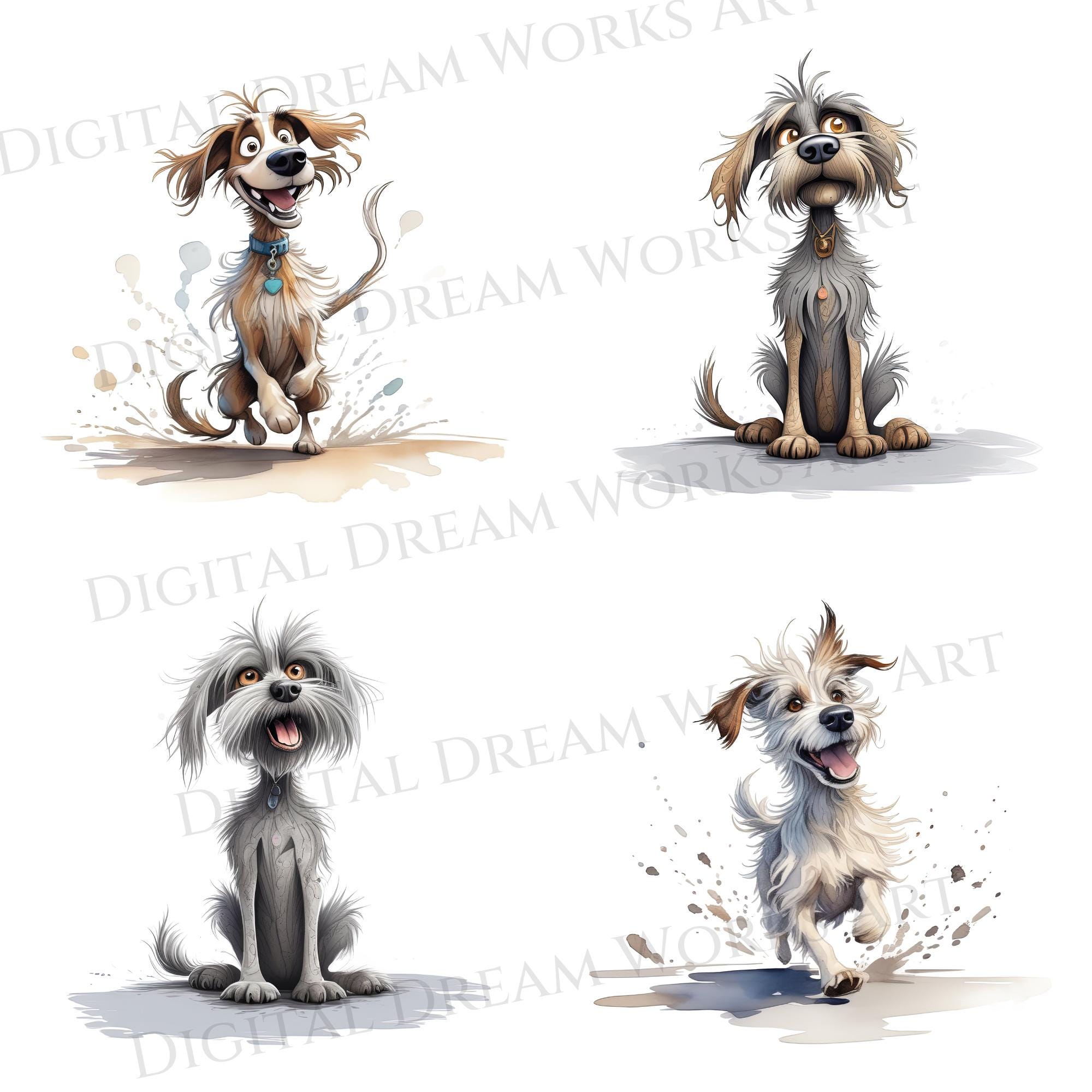 Crazy Cute Funny Dogs Clipart Bundle, Watercolor Puppy Dog Clipart ...