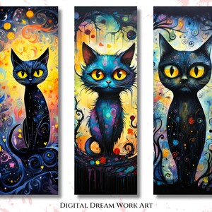 Black Cat Printable Bookmarks, Digital Collage Sheet, Witch Ephemera ...