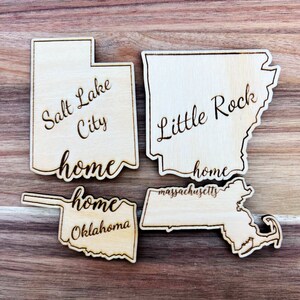 State Shaped Magnets, Custom State Wooden Magnets, Personalized State ...
