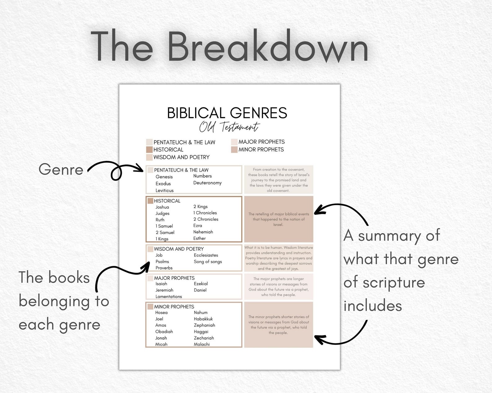 Biblical Genre Breakdown Neutral Colours Christian Bible Study Tools ...