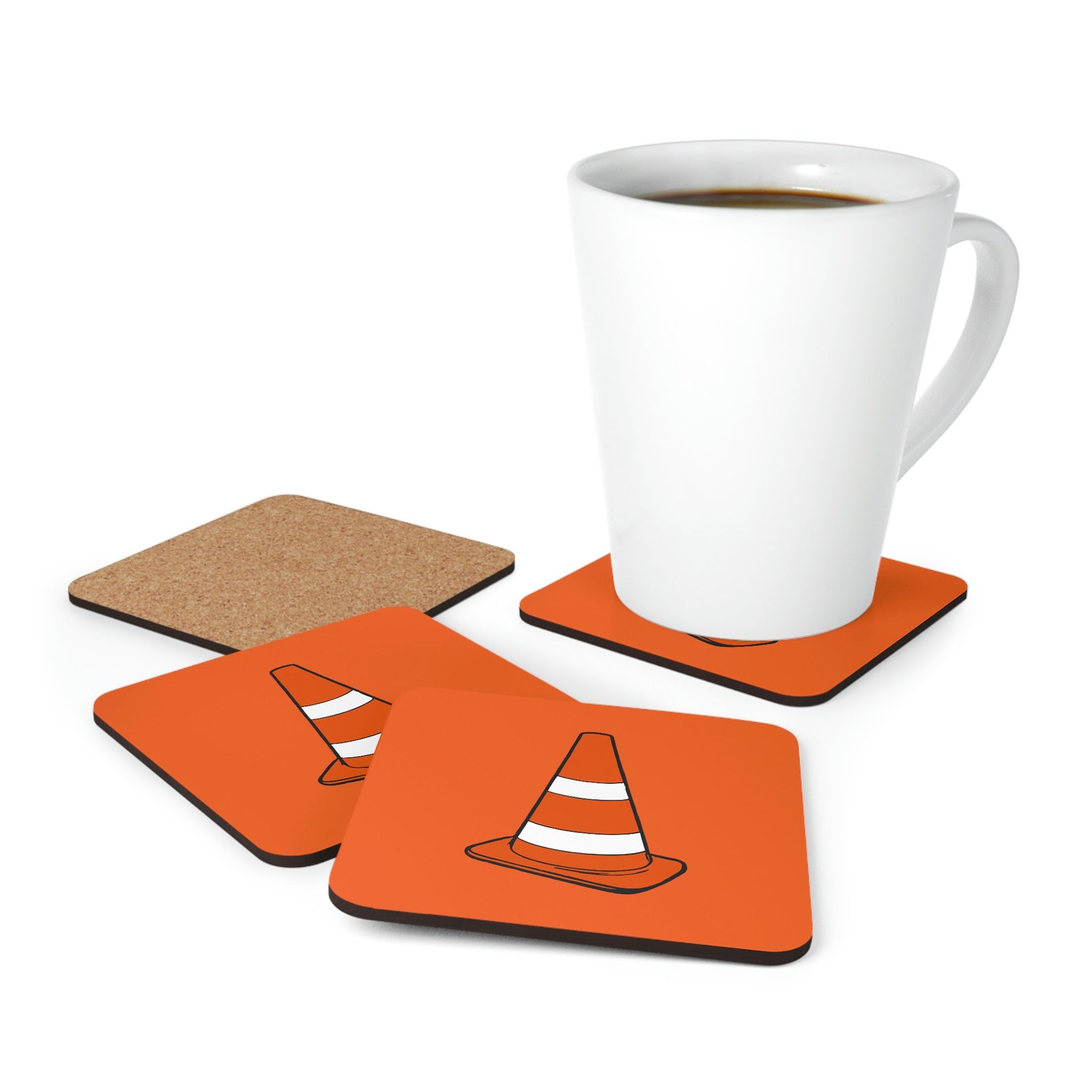 Traffic Cone Coasters Traffic Cone Corkwood Coaster Set of 4 Highway ...
