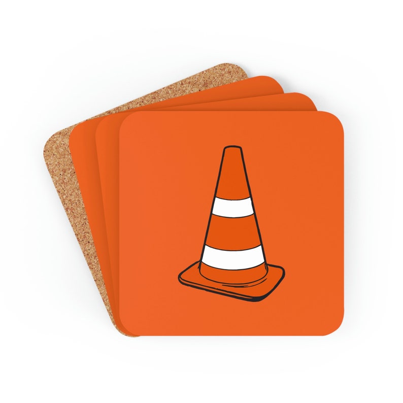 Traffic Cone Coasters Traffic Cone Corkwood Coaster Set of 4 Highway ...