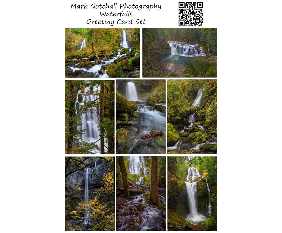 5 X 7 Photo Greeting Cards, Boxed Set of 8, Northwest Waterfalls ...