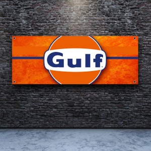 3 Models Gulf Oil Racing Banner Pvc Vinyl Office or Showroom Flag ...