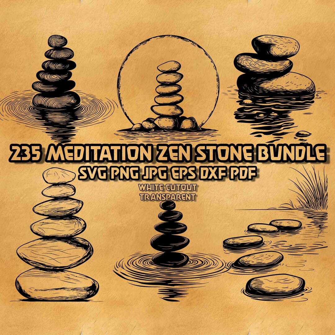 Zen Stone SVG Bundle: Meditation, Wellness Designs (digital Product) - Etsy