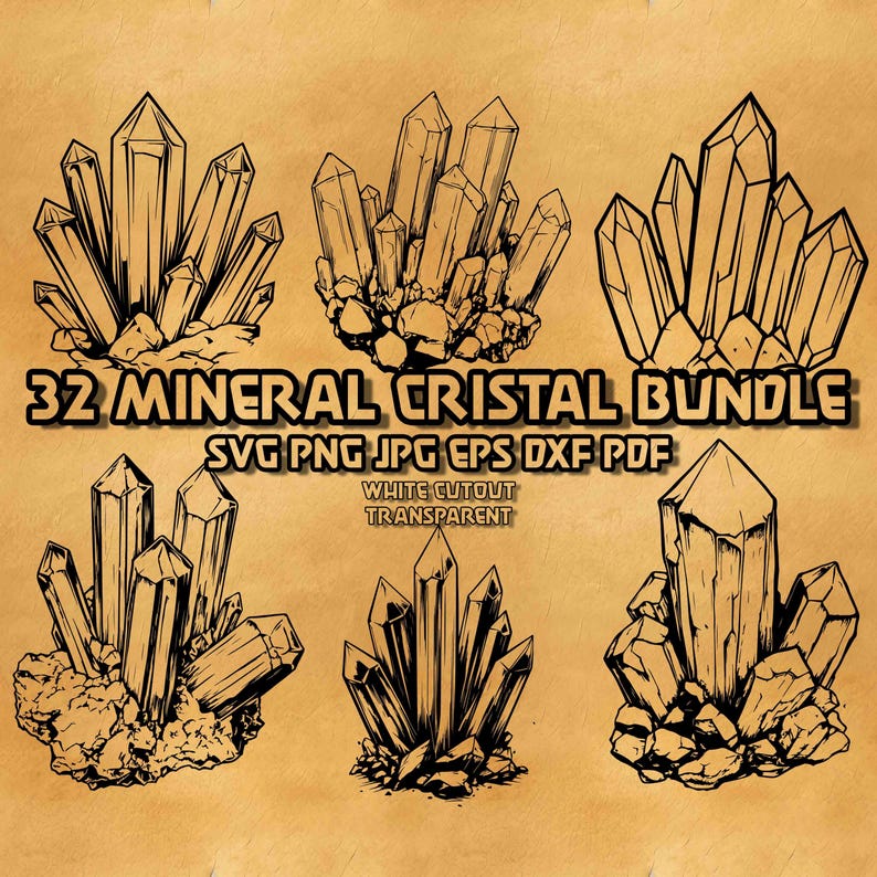 Mineral Crystal Svg Bundle, Mineral Rock Svg, Crystal Rock Svg, Quartz ...