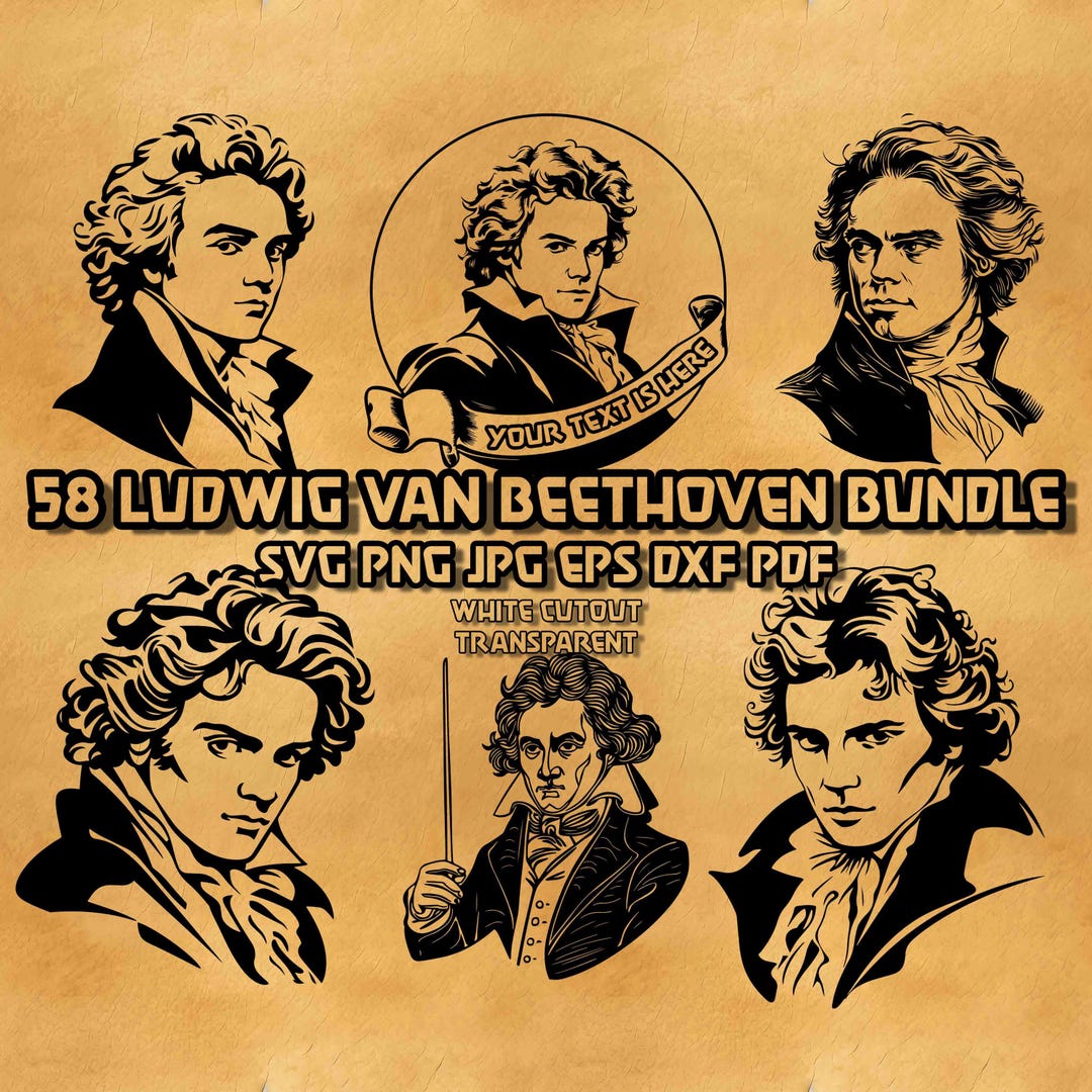 Ludwig Van Beethoven SVG Bundle, Composer Piano Sonata Beethoven Music ...