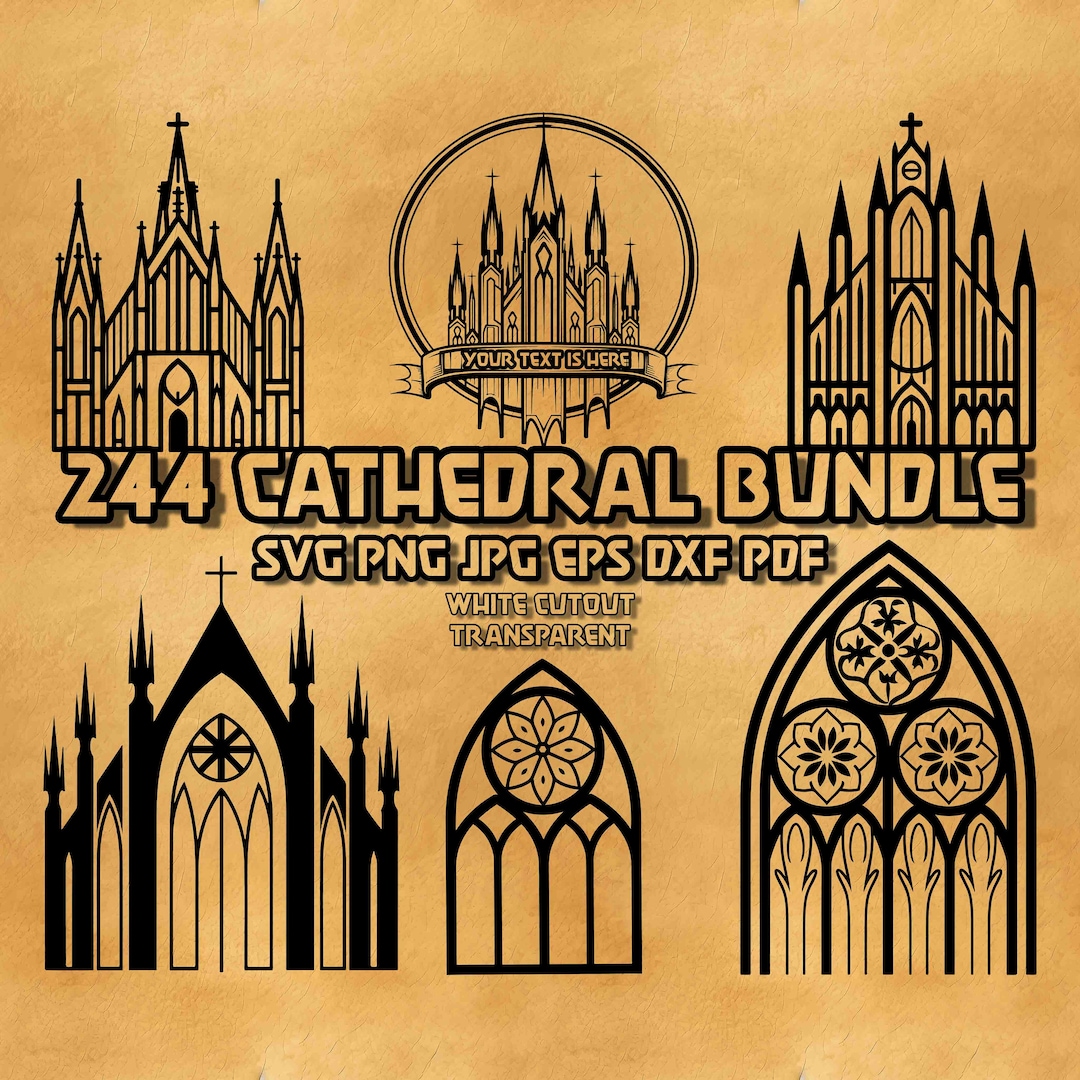 Cathedral Svg Bundle, Floral Cathedral Window Svg, Church Svg, Gothic ...