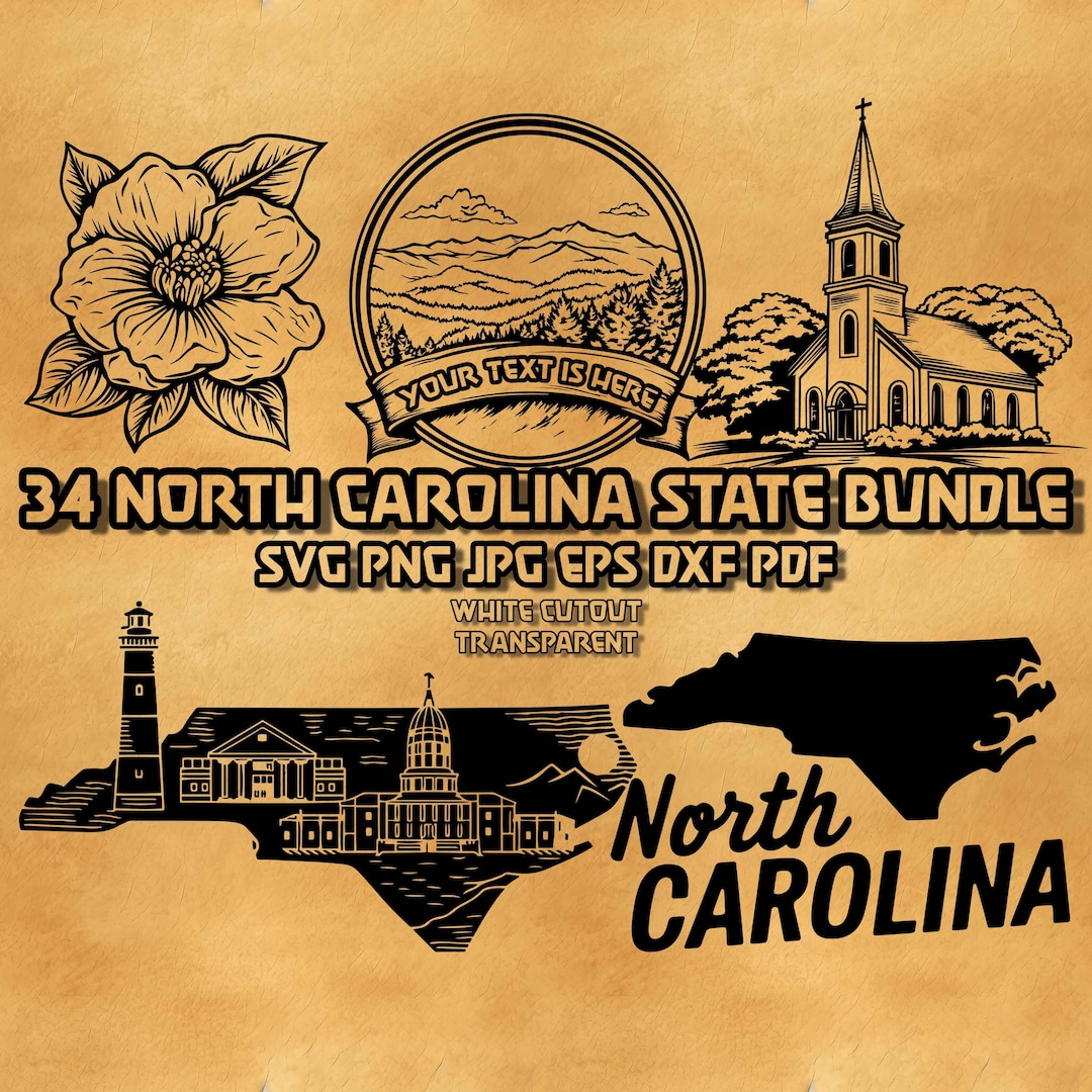 North Carolina Outline SVG Bundle: State Silhouette (digital Product ...