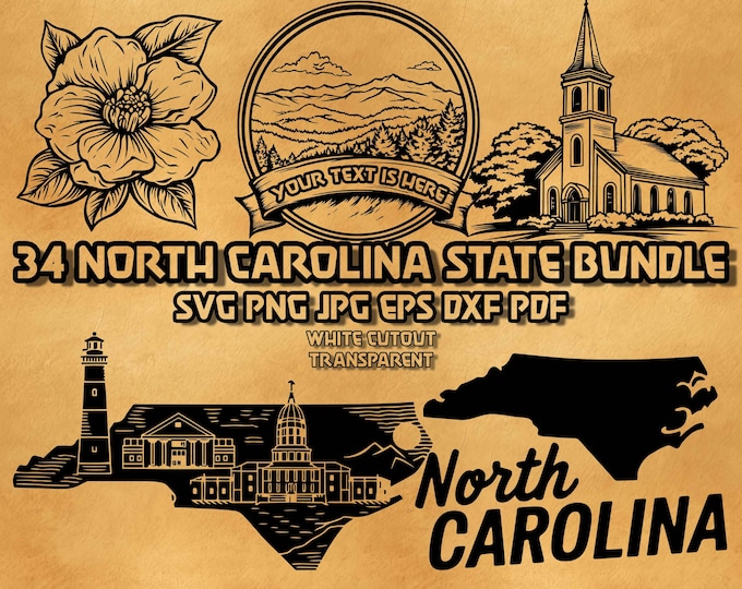North Carolina Vector State Clipart Bundle - North Carolina SVG - North ...