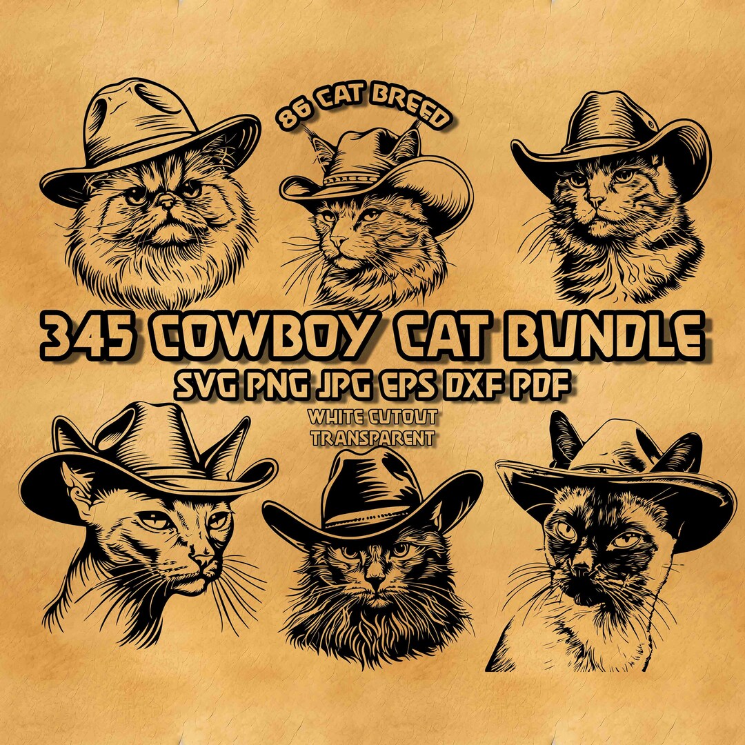 Cowboy Cat Svg Bundle, 86 Cat Breed Cowboy Svg, Complete Cowboy Cat ...