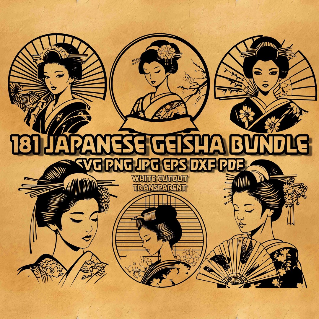 Japanese Geisha Svg Bundle, Japanese Kimono Asian Woman Design ...