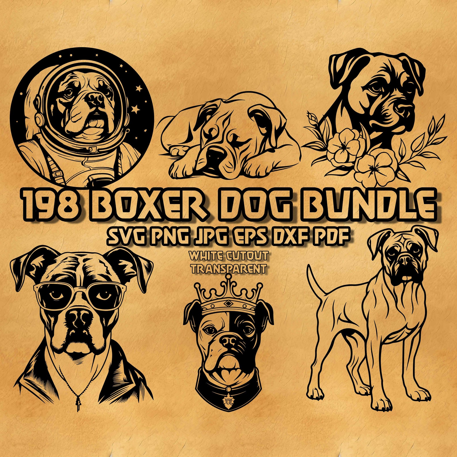 Boxer Dog Svg Bundle, Sunglass Boxer Svg, Peeking Boxer Dog Svg, Floral ...