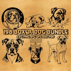 Boxer Dog Svg Bundle, Sunglass Boxer Svg, Peeking Boxer Dog Svg, Floral ...