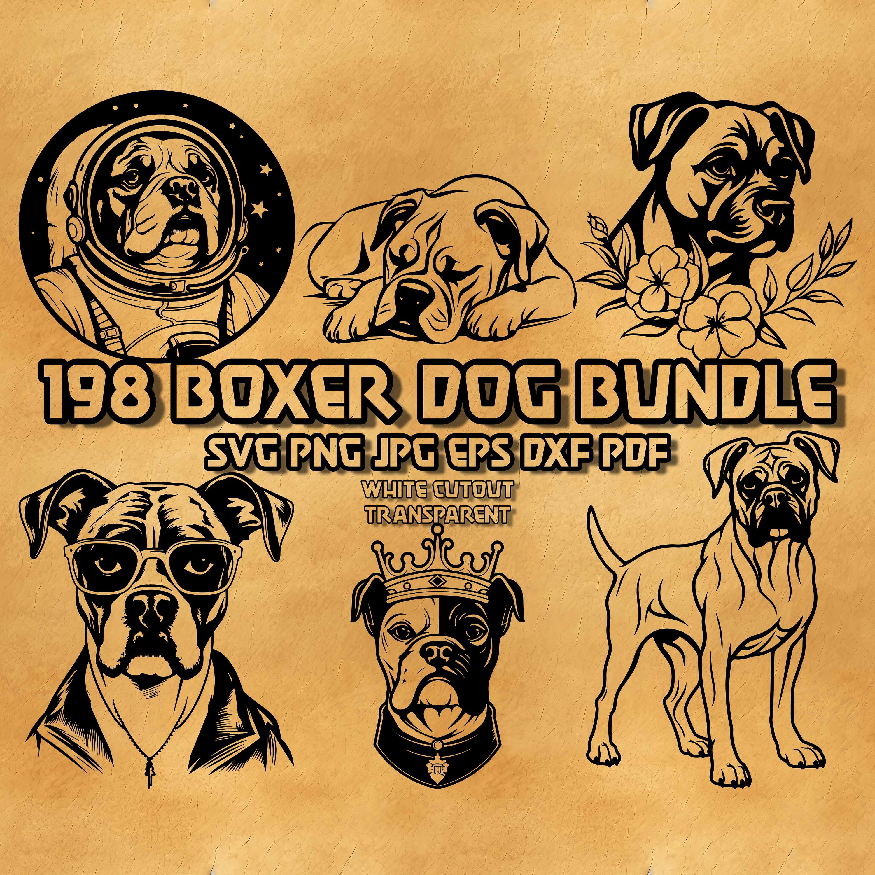 Boxer Dog Svg Bundle, Sunglass Boxer Svg, Peeking Boxer Dog Svg, Floral ...