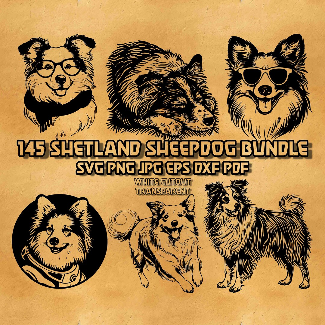 Shetland Sheepdog SVG Bundle: Peeking, Floral, Sleeping (digital Files ...