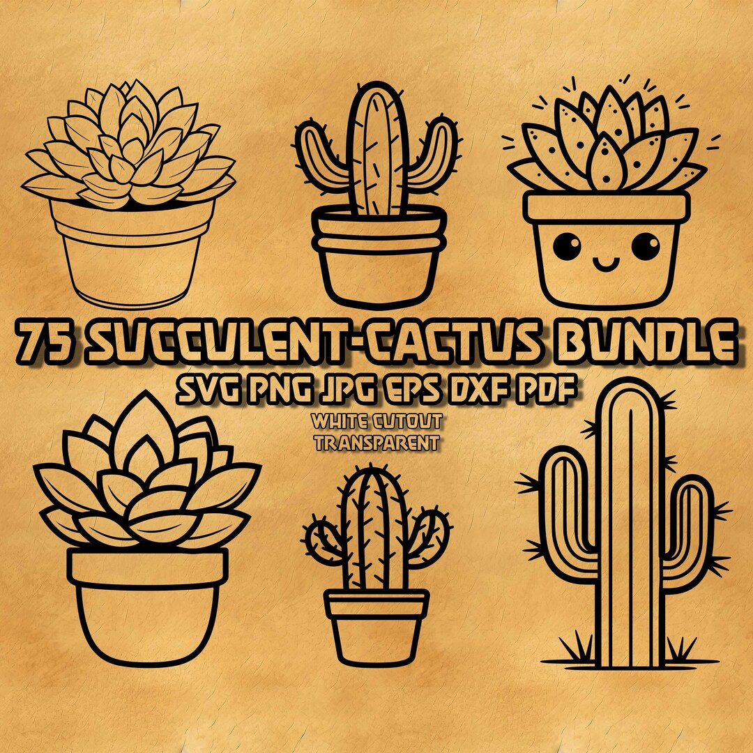 Succulent Svg Bundle, Cactus Bundle Svg, Succulent Clipart , Houseplant ...