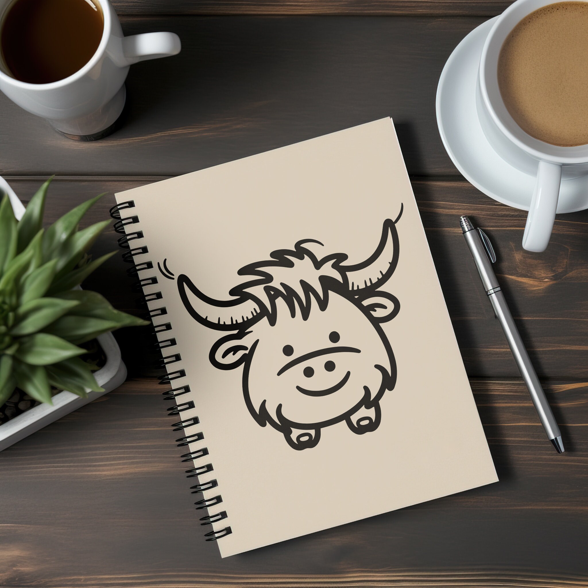 Minimalist Cow SVG Bundle: Highland Cow Head Vector (digital File) - Etsy