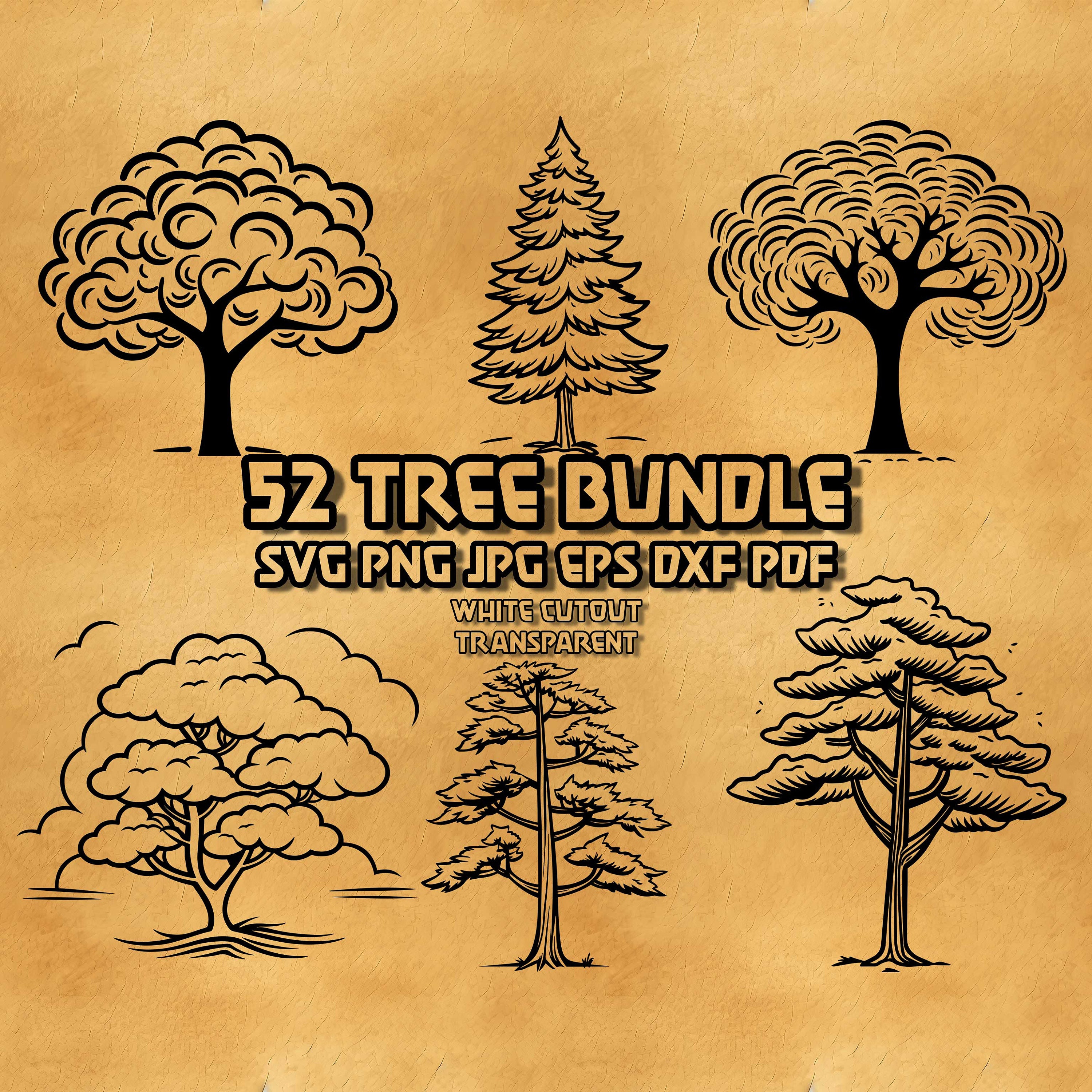 Baum SVG-Bundle, Kiefer Baum SVG, Baum des Lebens svg, Baum-Silhouette ...