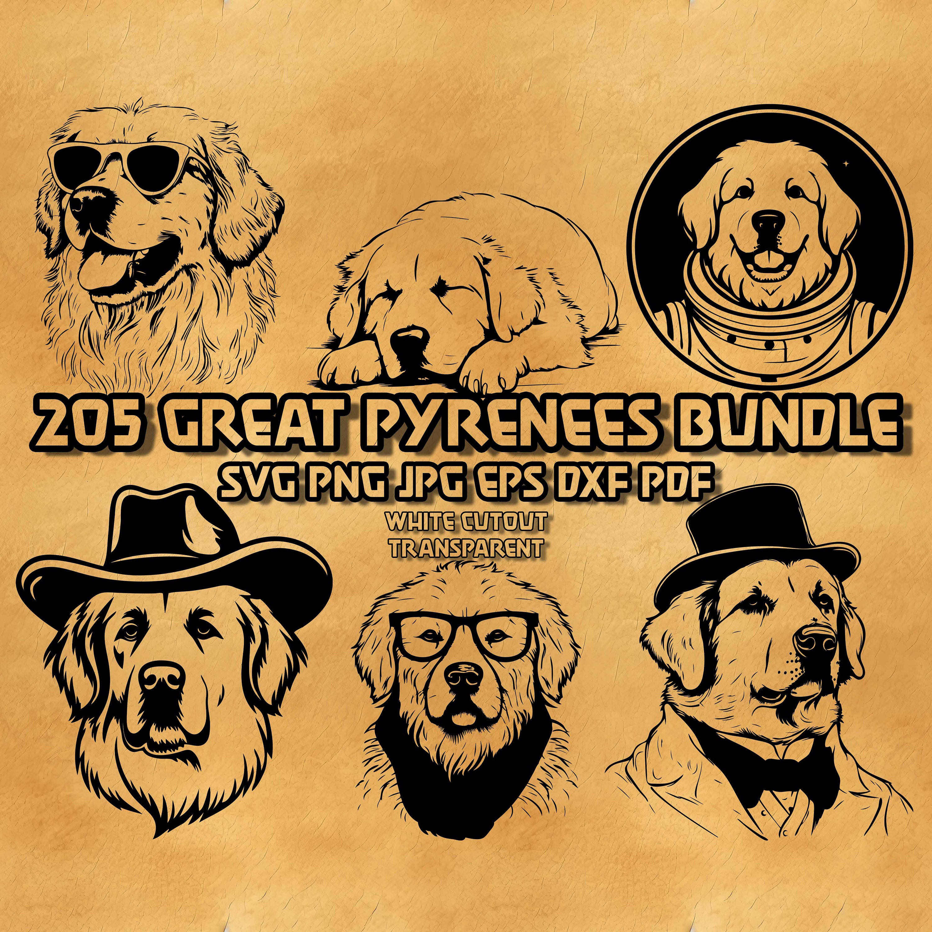 Great Pyrenees Svg Bundle, Cowboy Great Pyrenees Svg, Peeking Great ...
