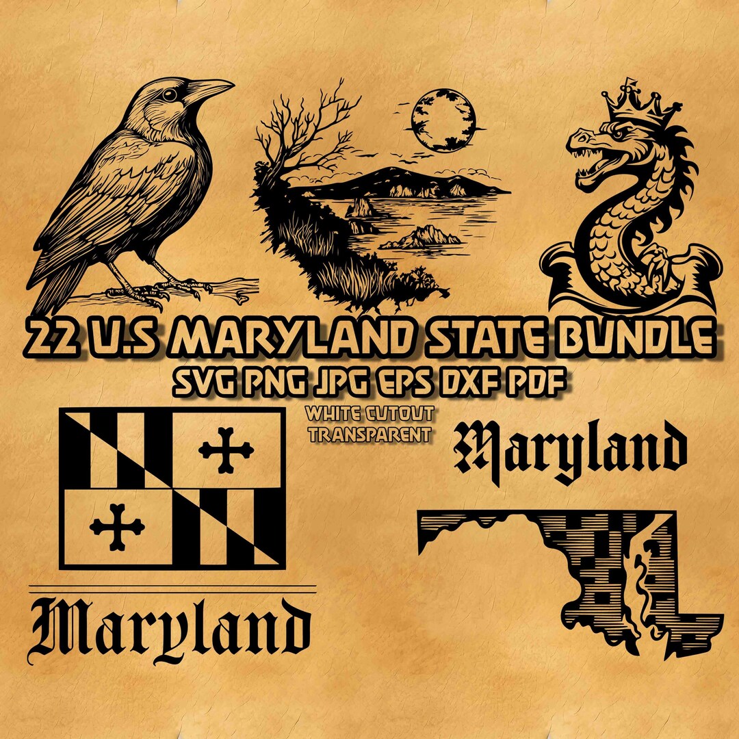 Maryland State Outline SVG Bundle: Laser Engrave File - Etsy