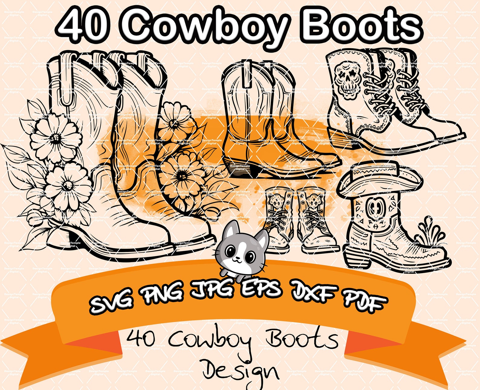 Cowboy Boots Svg Bundle Cowboy Boots With Flowers Svg - Etsy