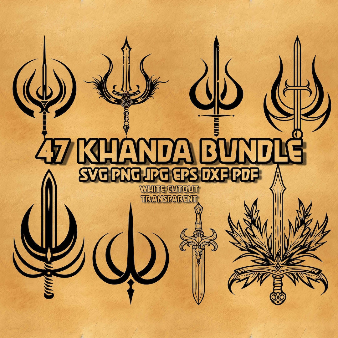 Khanda Svg Bundle, Sikh Svg Designs, Sikhism Symbol Variation Svg ...