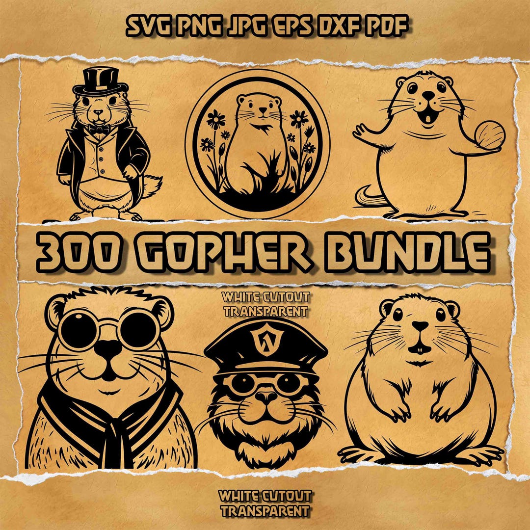 300 Gopher SVG Bundle – Funny, Floral & Cowboy Gentleman Engraving ...