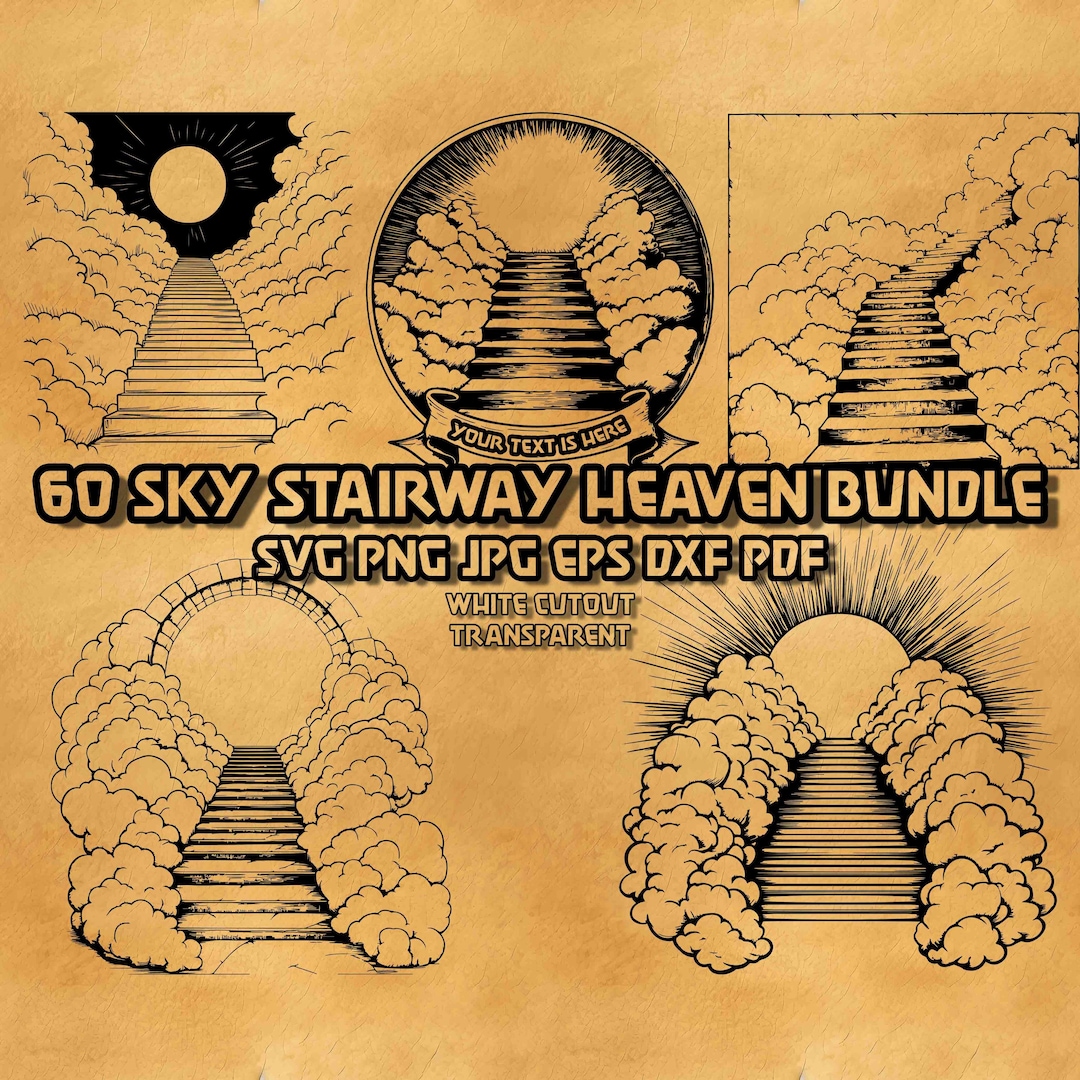 Sky Stairway to Heaven SVG Bundle: Celestial Staircase Designs (digital ...