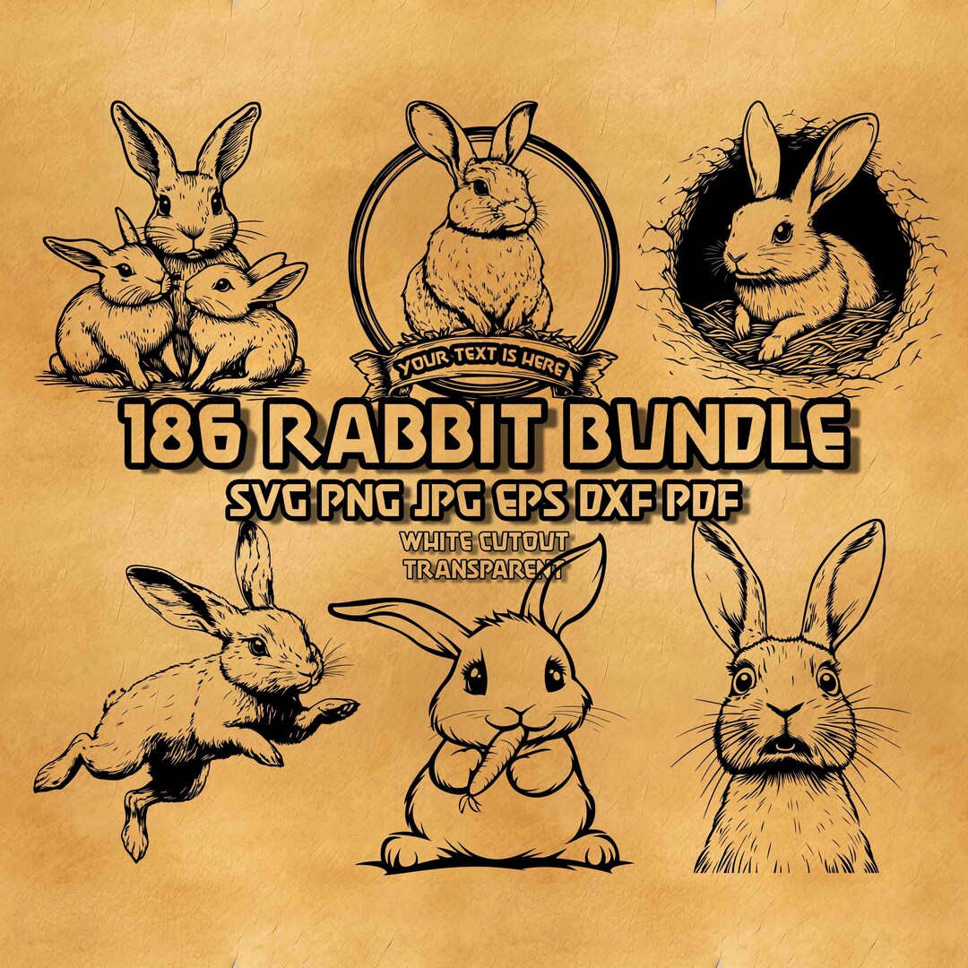 Rabbit SVG Bundle, Cute Rabbit Monogram, Jumping Bunny Clipart for ...