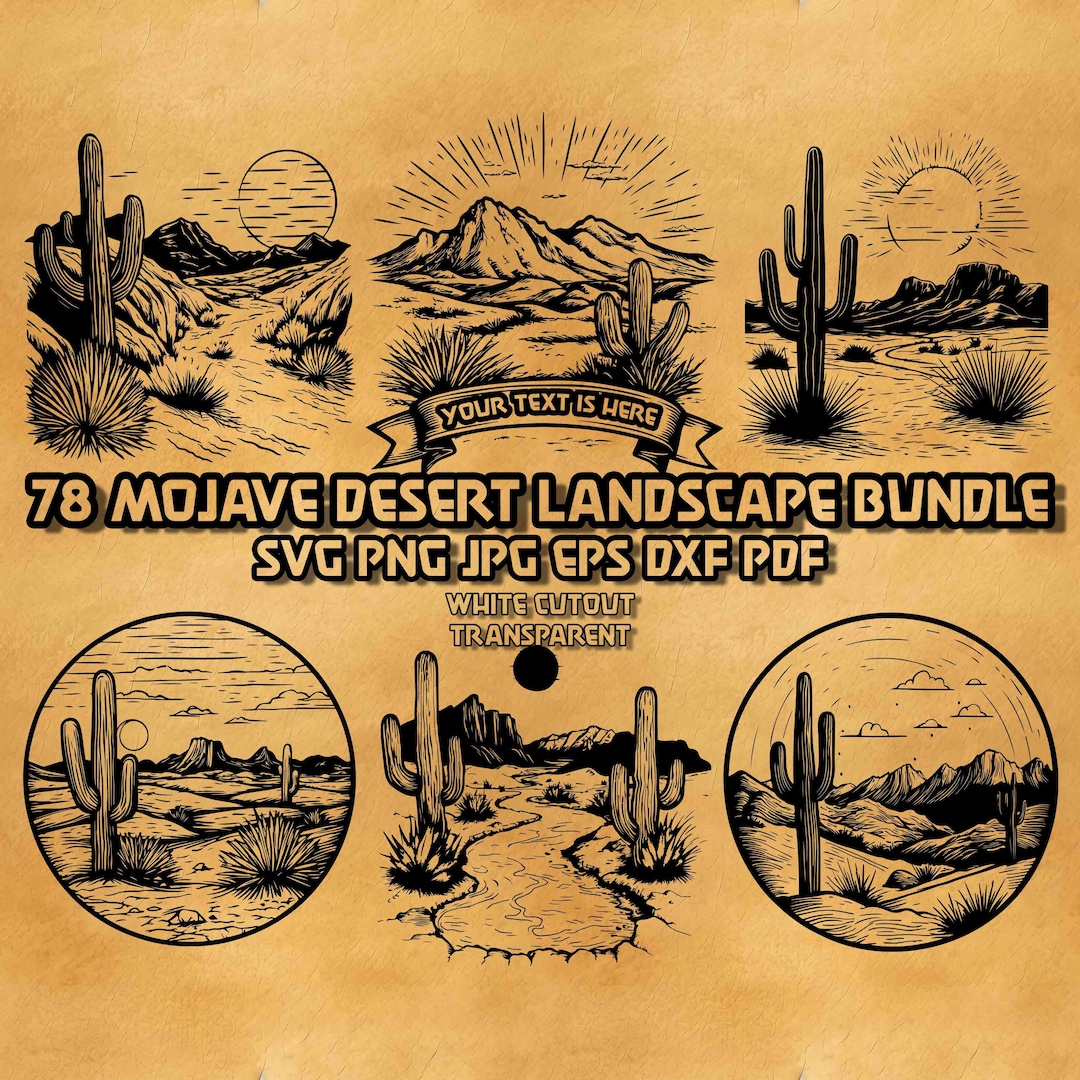 Mojave Desert Landscape SVG Bundle: Cactus Circle Design (digital Print ...