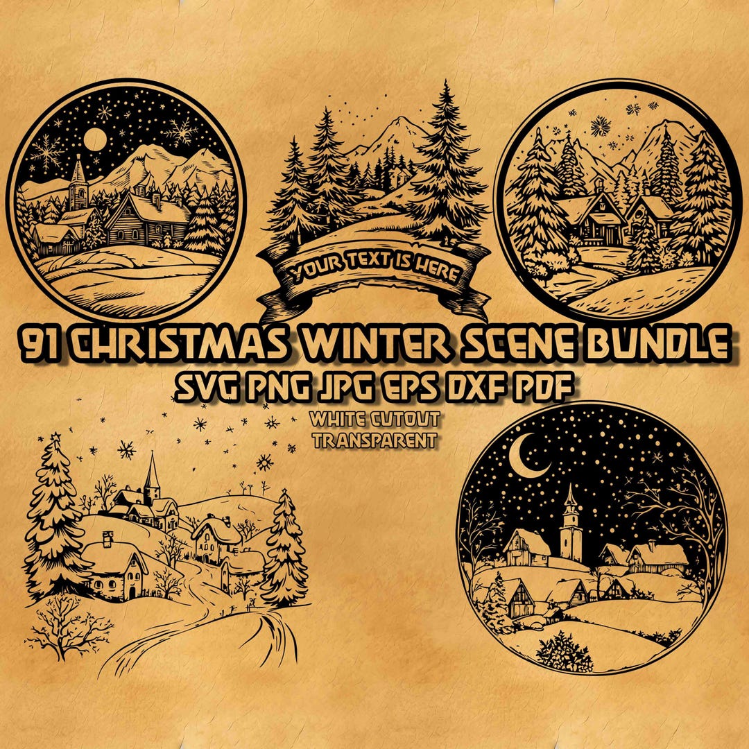 Christmas Winter Scene Svg Bundle, Christmas Scene Monogram,christmas ...