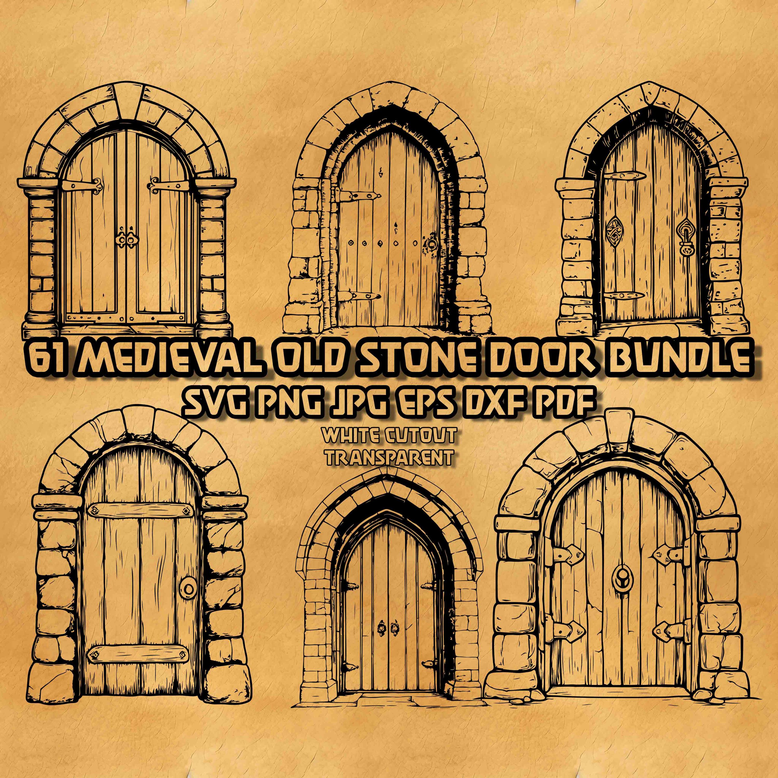 Medieval Old Stone Door Svg Bundle, Ancient Gothic Old Door Svg ...
