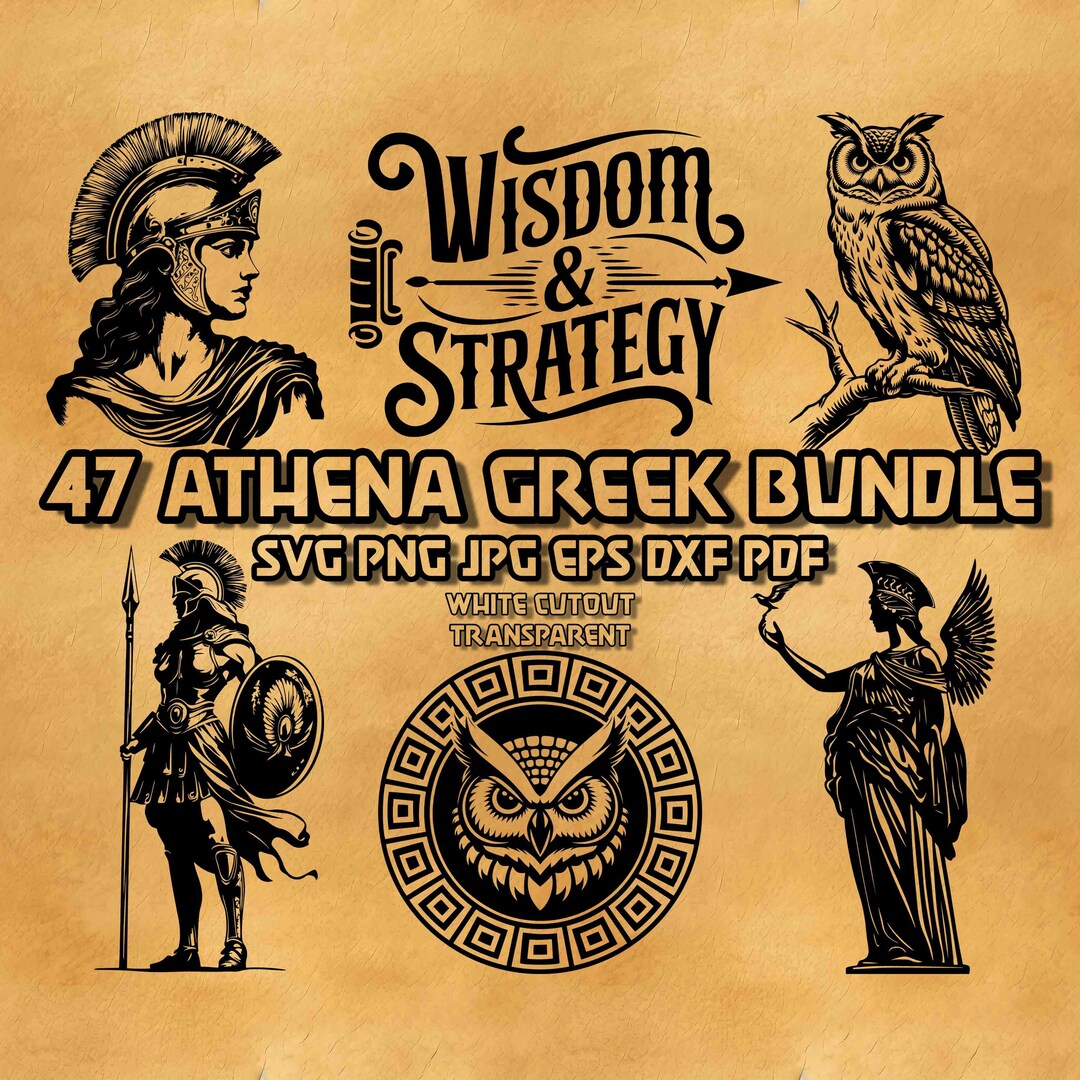 Ancient Greek Mythology Athena Goddess Clipart SVG Bundle Laser ...
