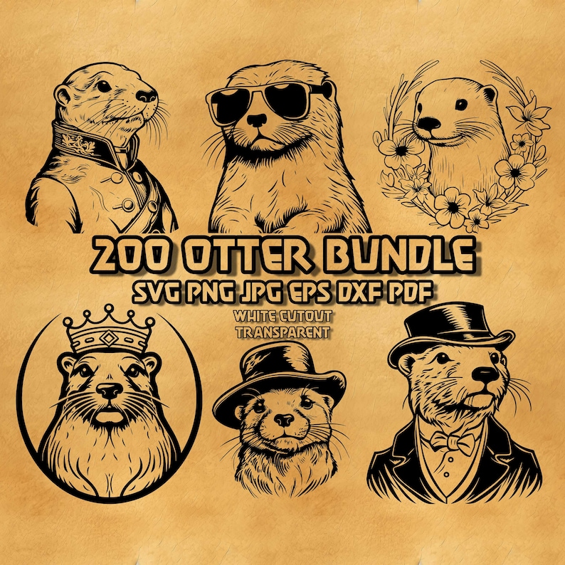 Otter SVG Bundle: Cowboy, Samurai, & More (digital Files) - Etsy