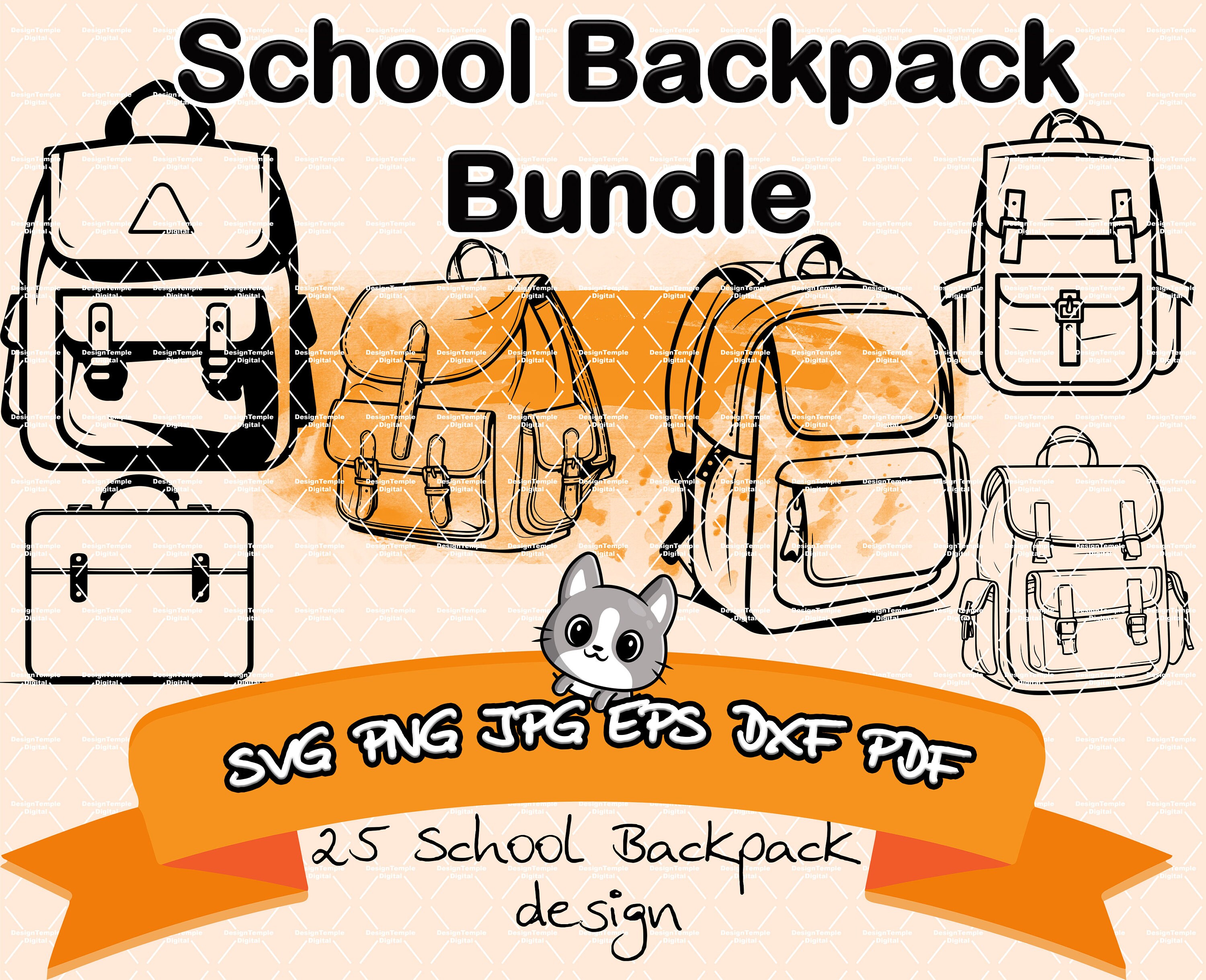 School Backpack SVG School Supplies Svg Bookbag Back to - Etsy