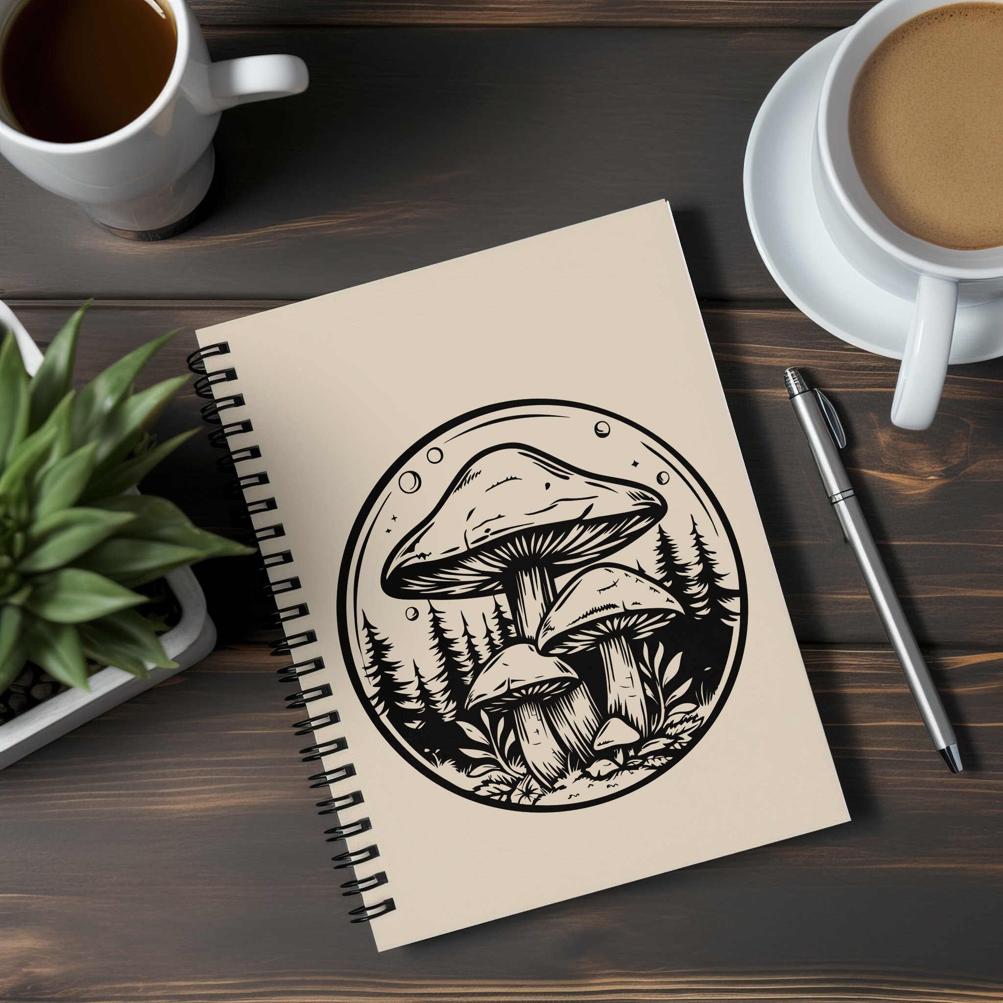 Mushroom Svg Bundle, Monogram Mushroom Svg, Mushroom With Text Banner ...