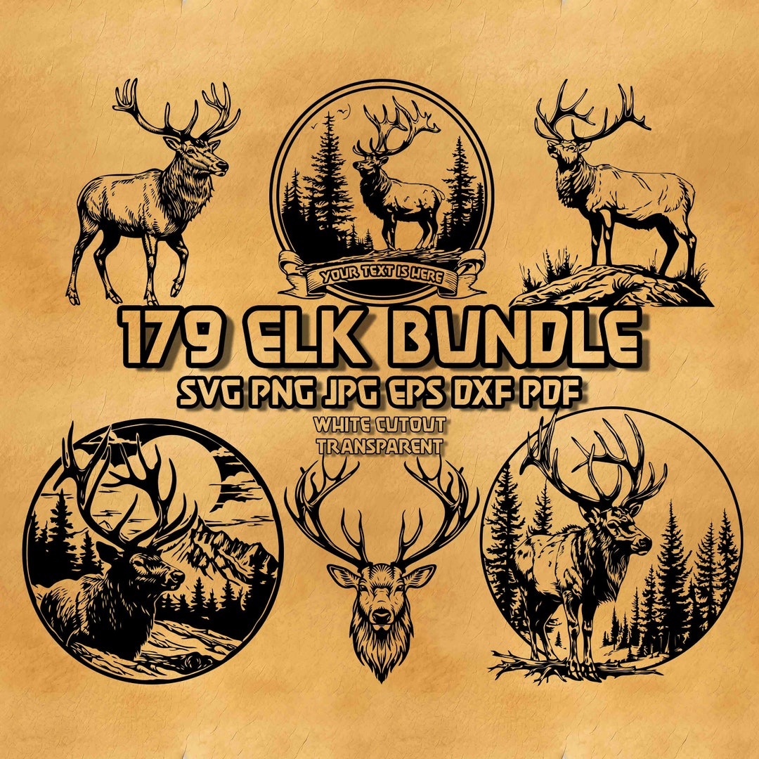 Elk SVG Bundle: Wildlife Forest Designs (PNG, EPS) - Etsy