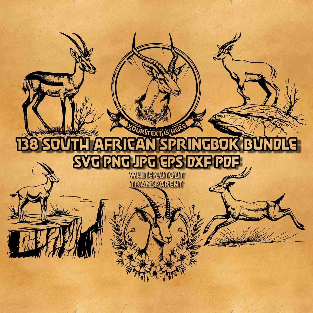 South African Springbok Svg Bundle, African Springbuck Svg, African ...