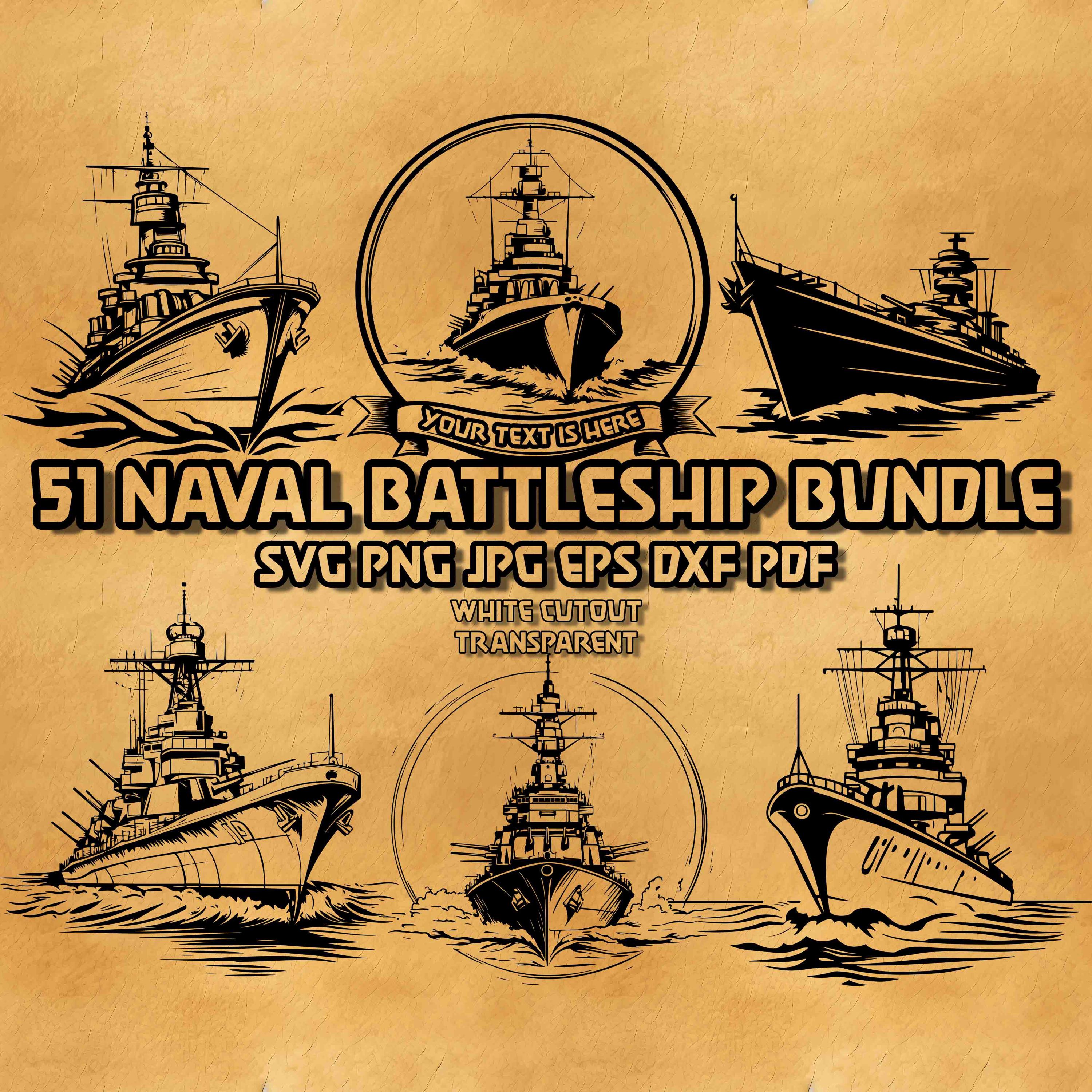 Naval Battleship SVG Bundle: US Navy Warship Designs (digital Download ...