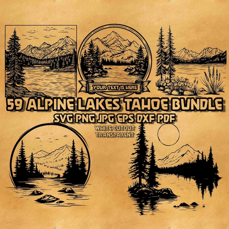 Alpine Lakes Tahoe Svg Bundle, Monogram California Lake Svg Alpine Lake ...