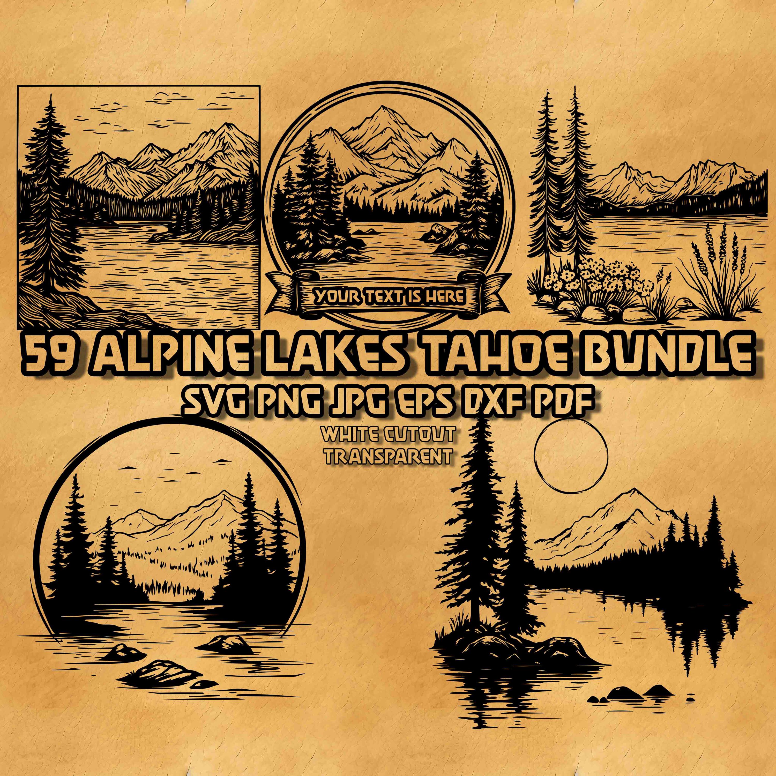 Alpine Lakes Tahoe SVG Bundle: Mountain Landscape Scene (digital Print ...