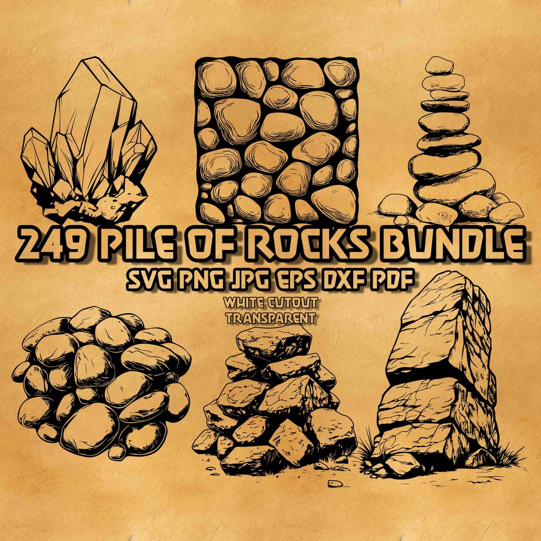 Pile of Rocks Svg Bundle, Pebble Svg, Boulder Stack Svg, Big Rock Svg ...